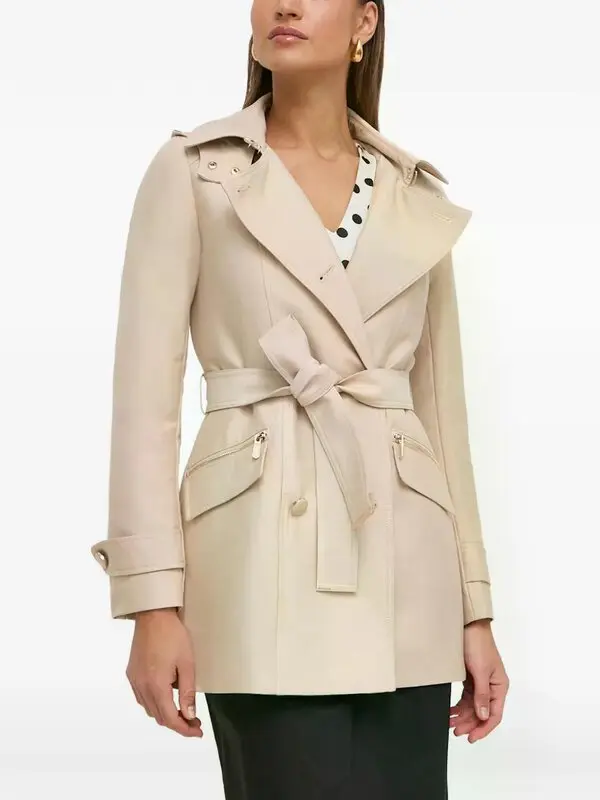 MORGAN Belted Hooded Coat - Neutrals
