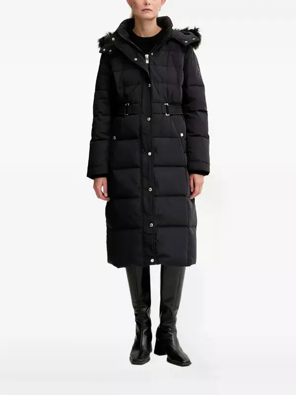 MORGAN Hooded Quilted Coat - Black