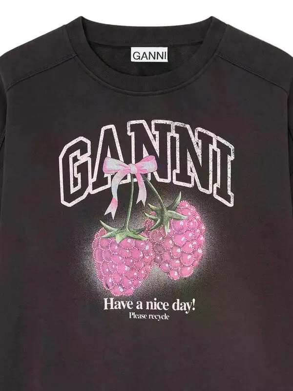GANNI Raspberry-print Sweatshirt