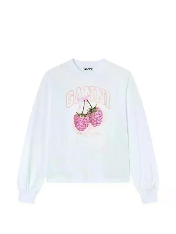 GANNI Long-sleeve Graphic T-shirt - White