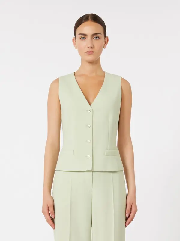 Max Mara Wool Crepe Gilet - Green