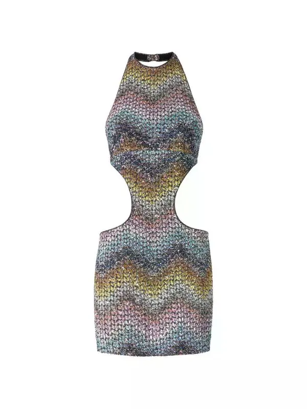 Missoni Cut-out Knitted Mini Dress - Blue