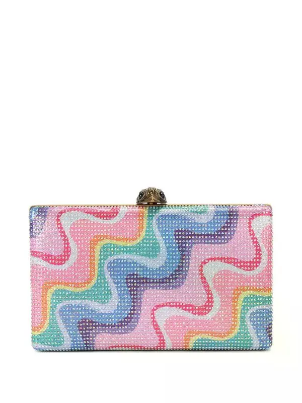 Kurt Geiger Crystal Kensington Wave-print Clutch Bag - Pink