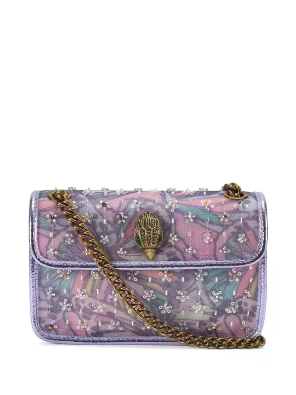 Kurt Geiger Mini Kensington Butterfly-print Crystal-embellishment Shoulder Bag - Purple
