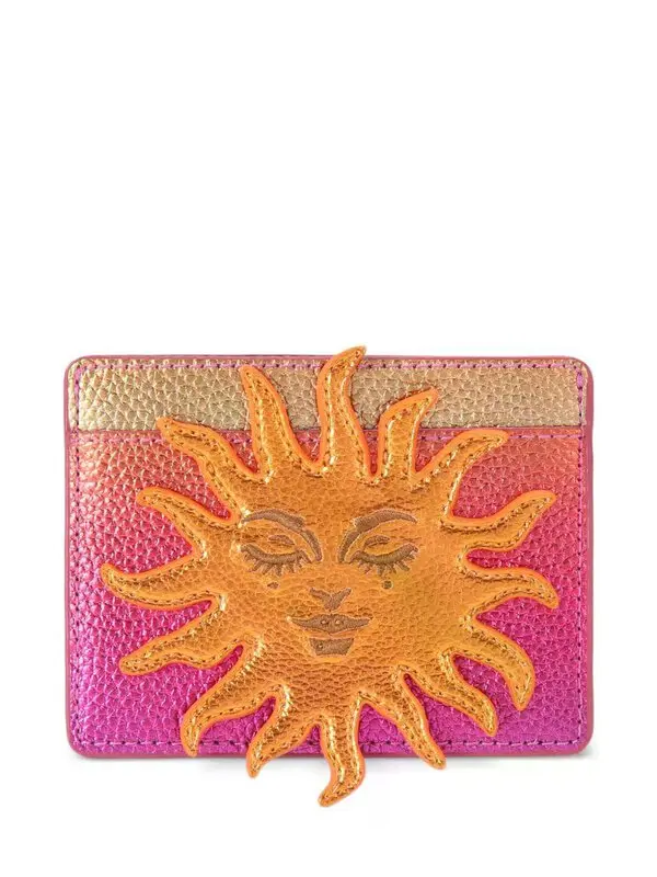 Kurt Geiger Sun-motif Grain Leather Card Holder - Pink
