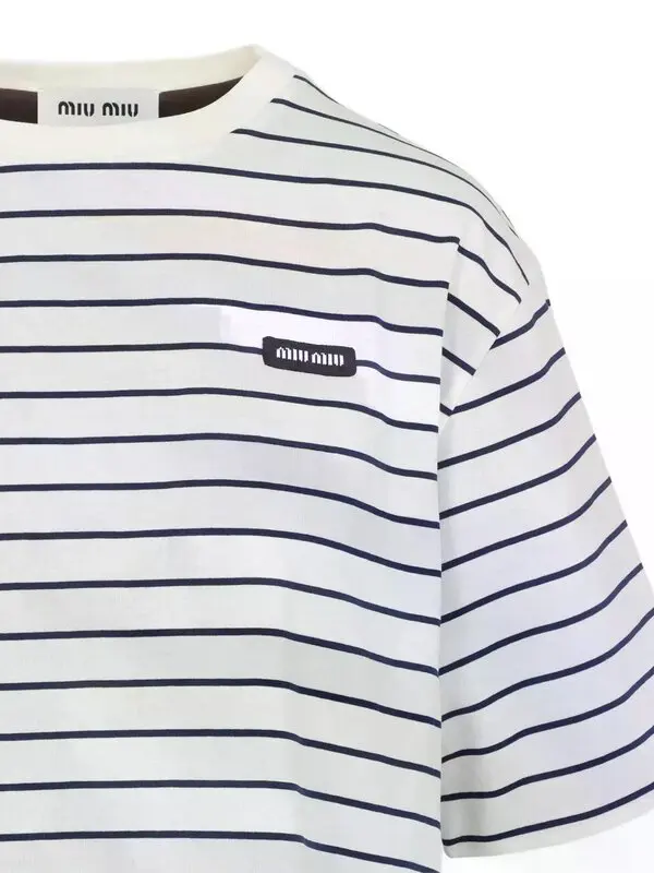 Miu Miu Striped Logo T-shirt - White
