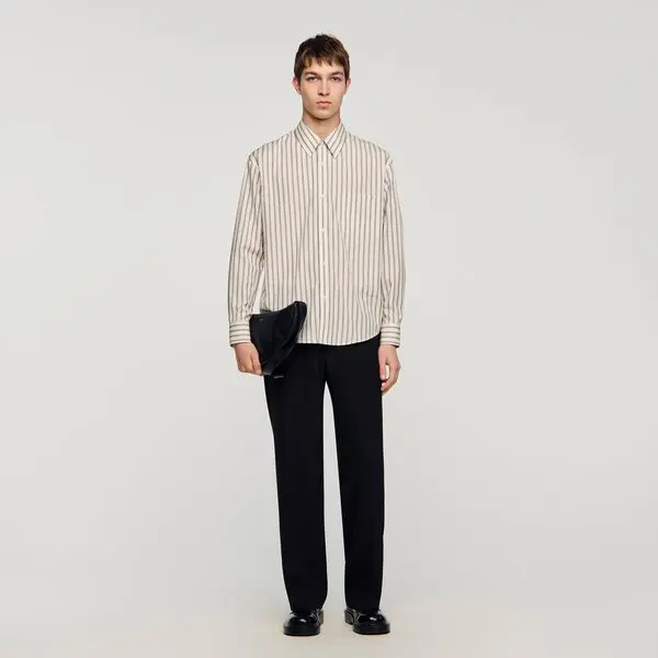 Sandro Striped Cotton Shirt - White / Navy