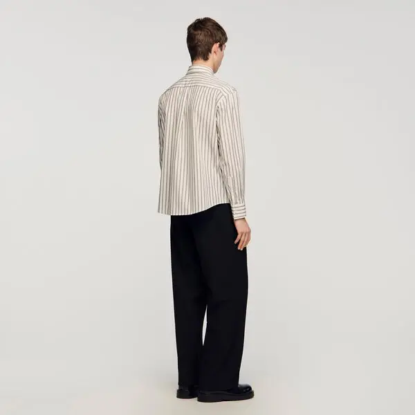 Sandro Striped Cotton Shirt - White / Navy