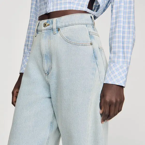 Sandro Wide-leg Barrel Jeans - Sky Blue