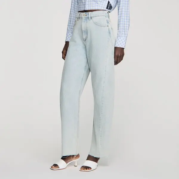 Sandro Wide-leg Barrel Jeans - Sky Blue