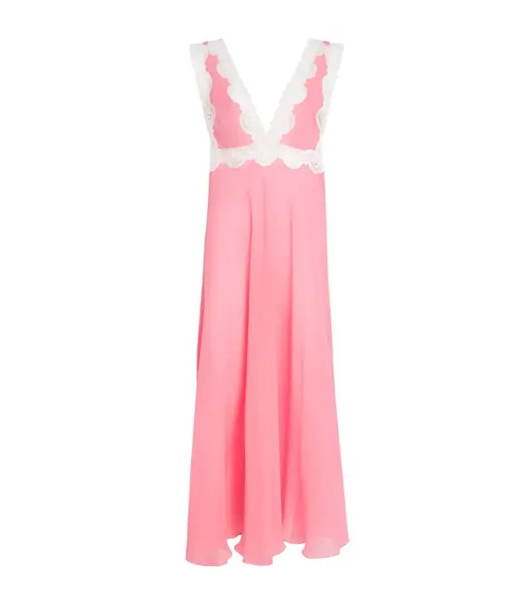 Loretta Caponi Silk Dalila Maxi Nightgown - Pink