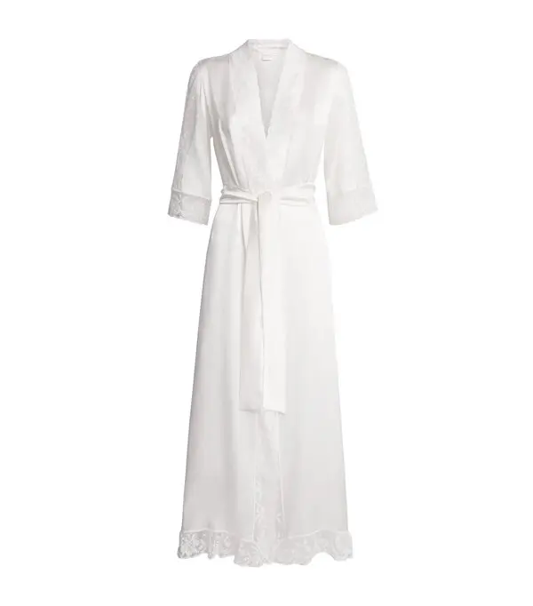 Loretta Caponi Silk Elba Robe - White