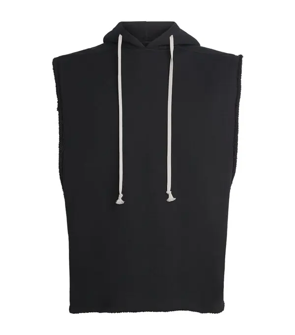 Rick Owens Cotton Jersey Sleeveless Hoodie - Black