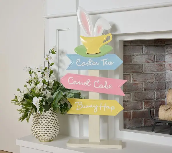 VALERIE PARR HILL 35' Indoor/outdoor Metal Easter Sign With Bunny Ears Valerie - One-color