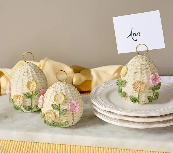 VALERIE PARR HILL Set Of 3 Floral Woven Egg Placecard Holders Valerie - One-color