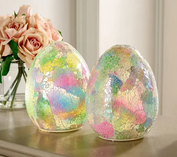 VALERIE PARR HILL Set Of 2 6' Illuminated Mosaic Eggs Valerie - One-color