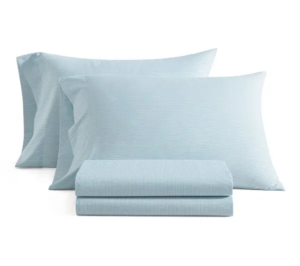 MARTHA STEWART Stripe White/blue Cotton King Sh Eet Set - One-color