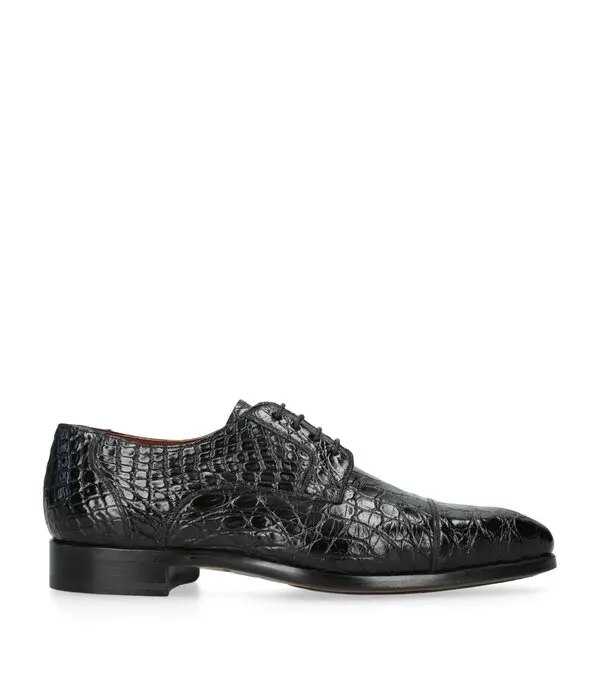 Magnanni Crocodile Leather Oxford Shoes - Black