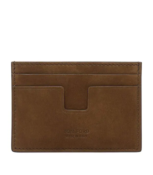 TOM FORD Suede T-line Card Holder - Brown