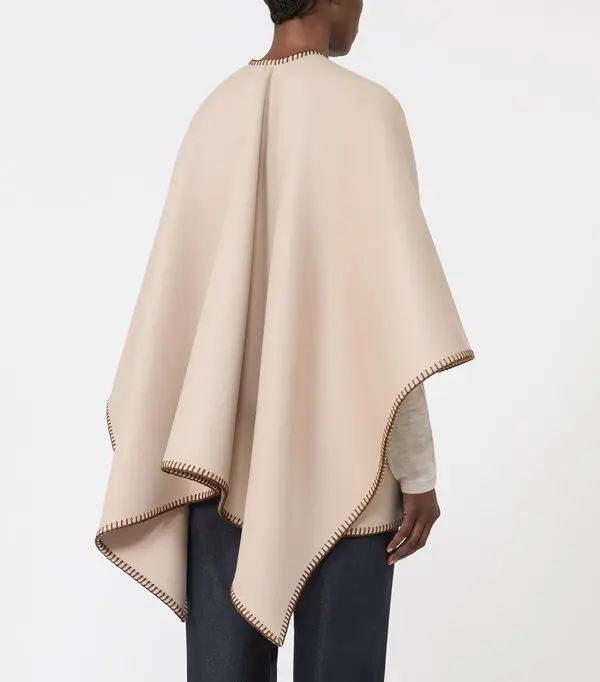 Max Mara Virgin Wool Cape With Logo And Belt