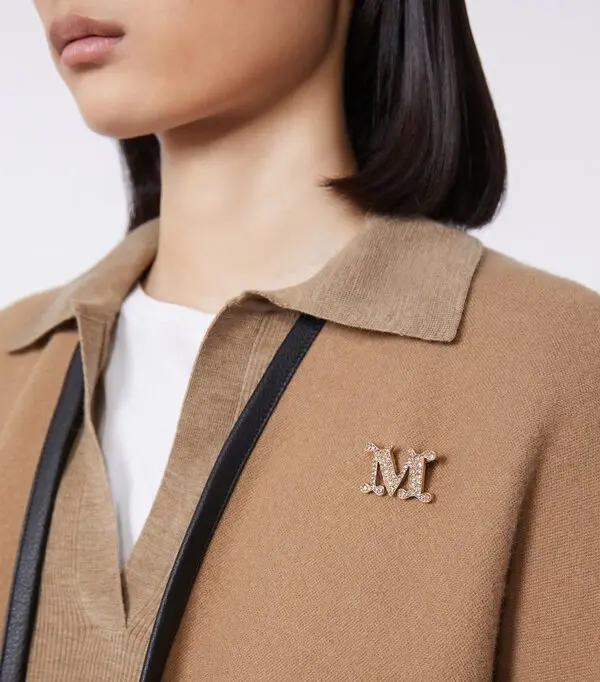 Max Mara Embellished Monogram Brooch