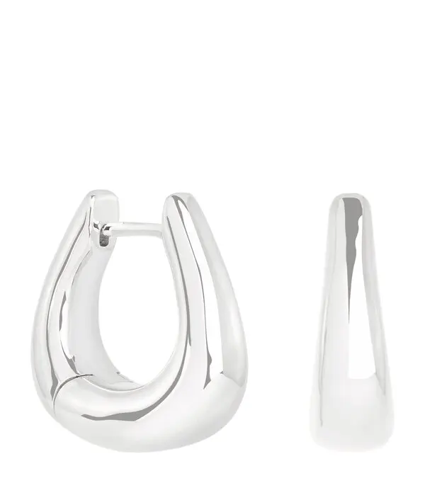 ASTRID & MIYU Rhodium-plated Saddle Hoop Earrings - Silver