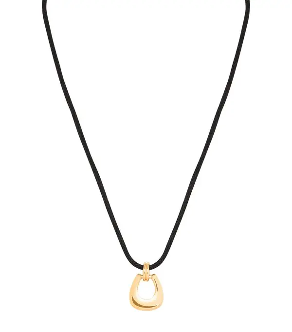 ASTRID & MIYU Corded Yellow Horseshoe Pendant Necklace - Gold