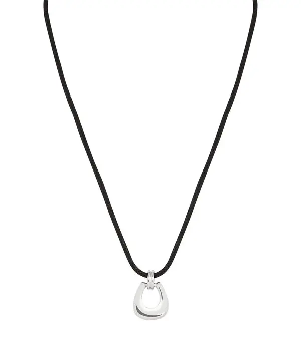ASTRID & MIYU Corded Rhodium-plated Horseshoe Pendant Necklace - Silver