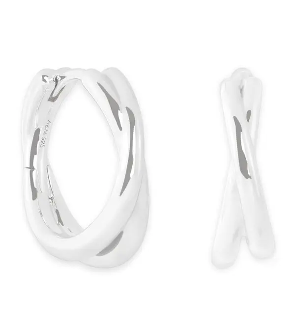ASTRID & MIYU Crossover Illusion Hoop Earrings - Silver