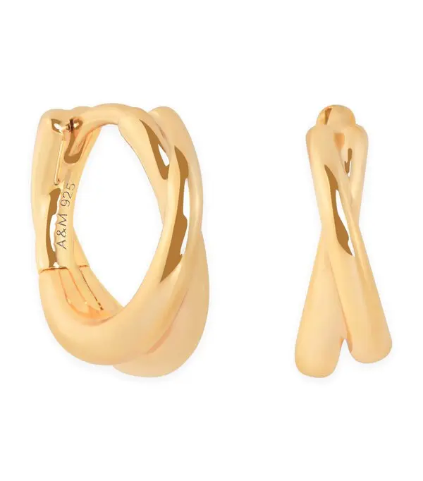ASTRID & MIYU Plated Crossover Illusion Huggie Earrings - Gold