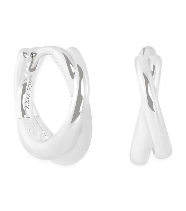 ASTRID & MIYU Crossover Illusion Huggie Earrings - Silver