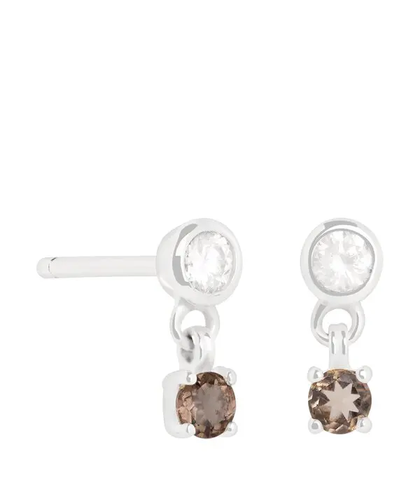 ASTRID & MIYU Rhodium-plated Charm Stud Earrings - Silver