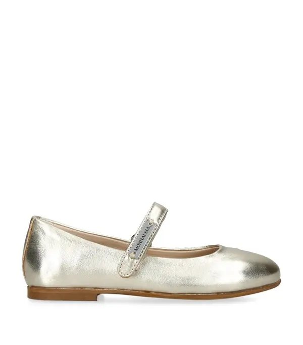 Monnalisa Metallic Leather Ballet Flats - Gold