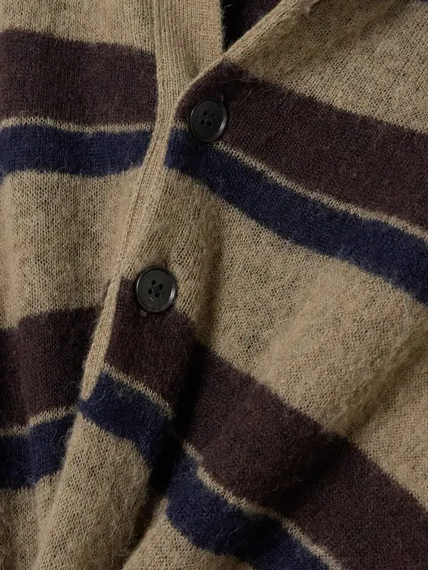 SSSTEIN Striped Brushed Knitted Polo Sweater
