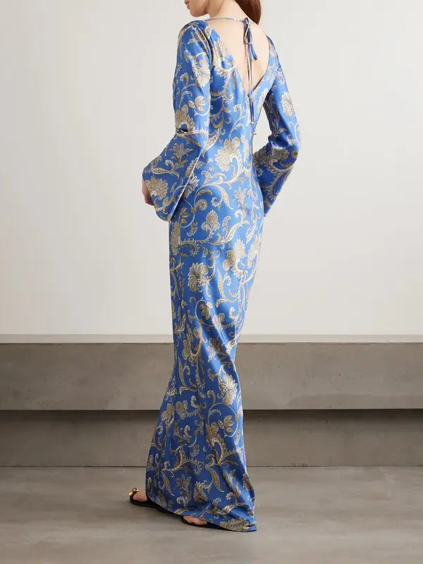 Veronica Beard Ember Draped Paisley-print Silk-blend Satin Maxi Dress