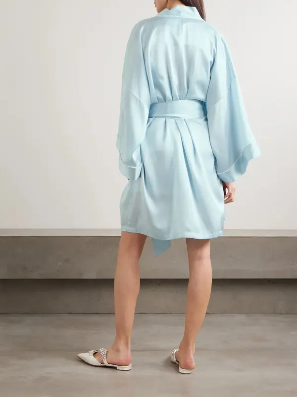 Olivia Von Halle Mimi Silk-satin Robe - Blue