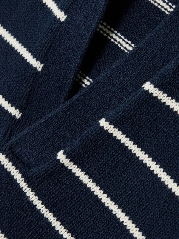FRAME Striped Cotton-blend Polo Shirt