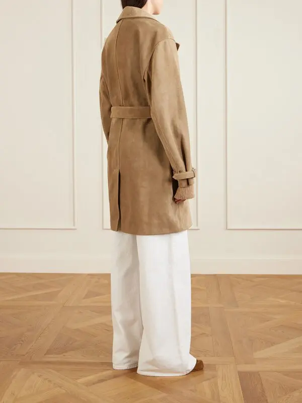 FRAME Belted Suede Trench Coat