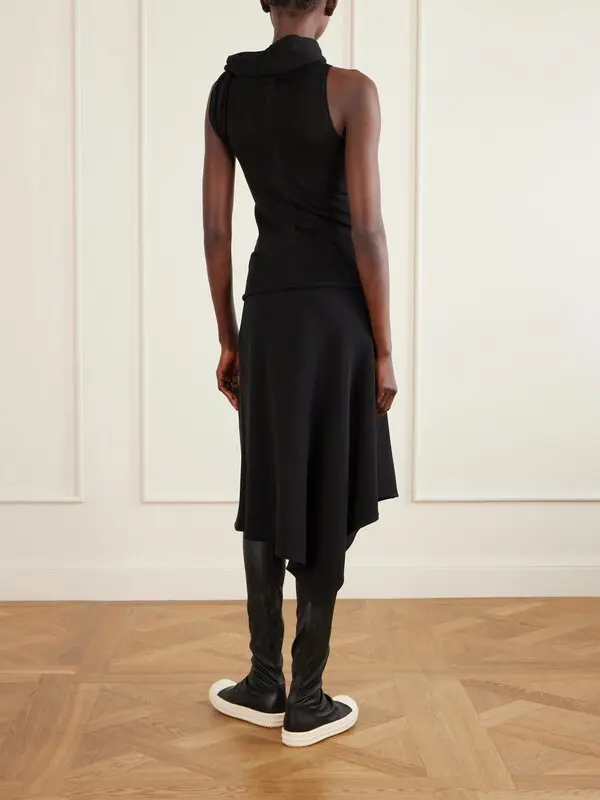 Rick Owens Draped Wool Turtleneck Top - Black