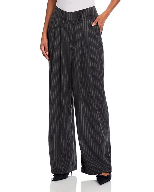LUVEE Mable Band Wide Leg Pants - Charcoal