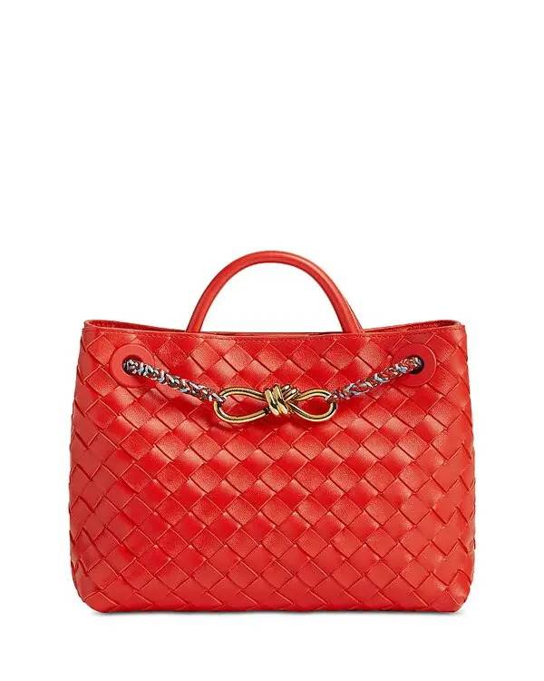 Bottega Veneta Small Andiamo Intrecciato Leather Top Handle Bag - Cherry Tomato