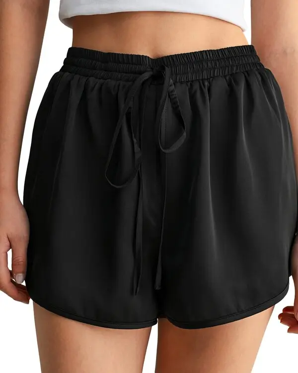 LUVEE Mable Satin Boxer Shorts - Black