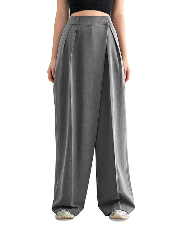 LUVEE Mable Mid Rise Wrap Pants - Charcoal
