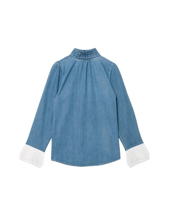 Mint Velvet Denim Blouse With Contrast Cuffs