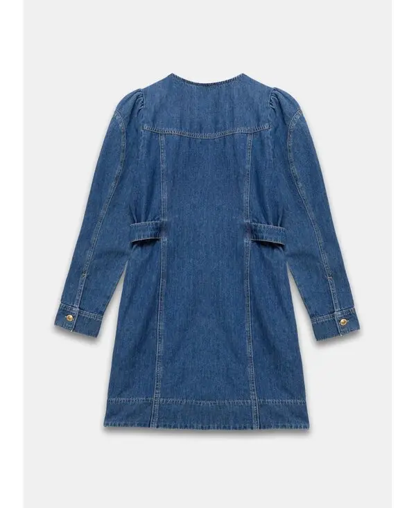 Mint Velvet Denim Puff Sleeve Mini Dress