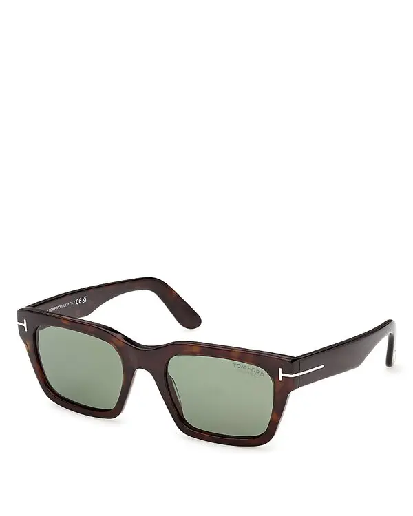 TOM FORD Square Sunglasses, 55mm - Dark Havana/green