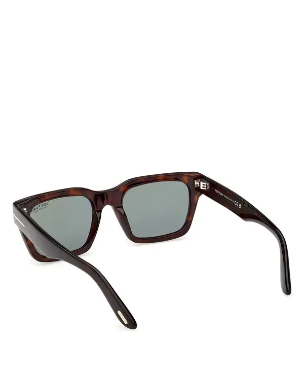 TOM FORD Square Sunglasses, 55mm - Dark Havana/green