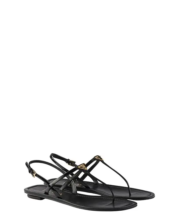 Prada Patent Leather Thong Sandals - Black