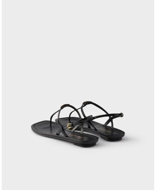 Prada Patent Leather Thong Sandals - Black