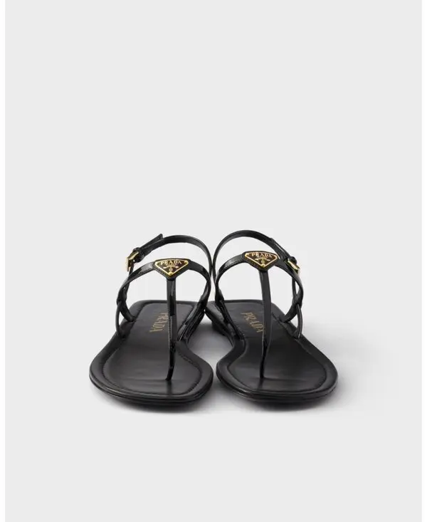 Prada Patent Leather Thong Sandals - Black